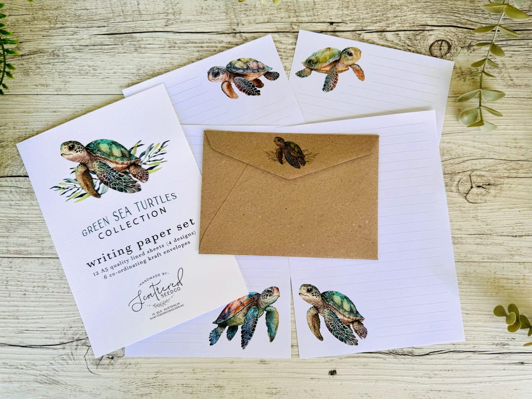 GREEN SEA TURTLES Collection Writing Paper Set - Turtle Themed ...