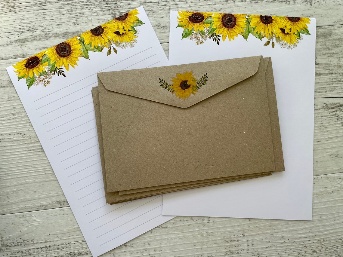 SUNFLOWERS Collection Writing Paper Set Pot Plants Themed | Etsy