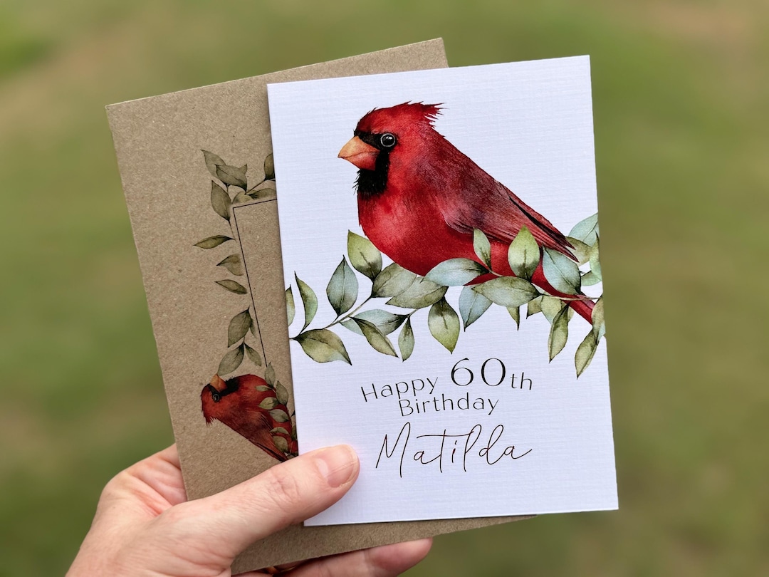 Personalised CARDINAL Birthday Card - CARDINAL BIRD - Customised Bird ...