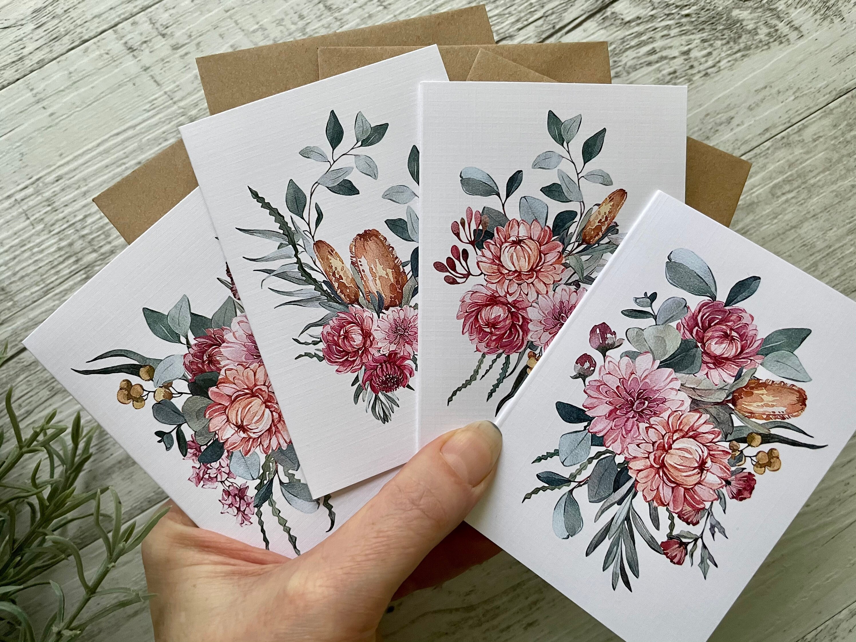 AUSTRALIAN NATIVE BOUQUET Cards Set of 4 Mini or Regular | Etsy