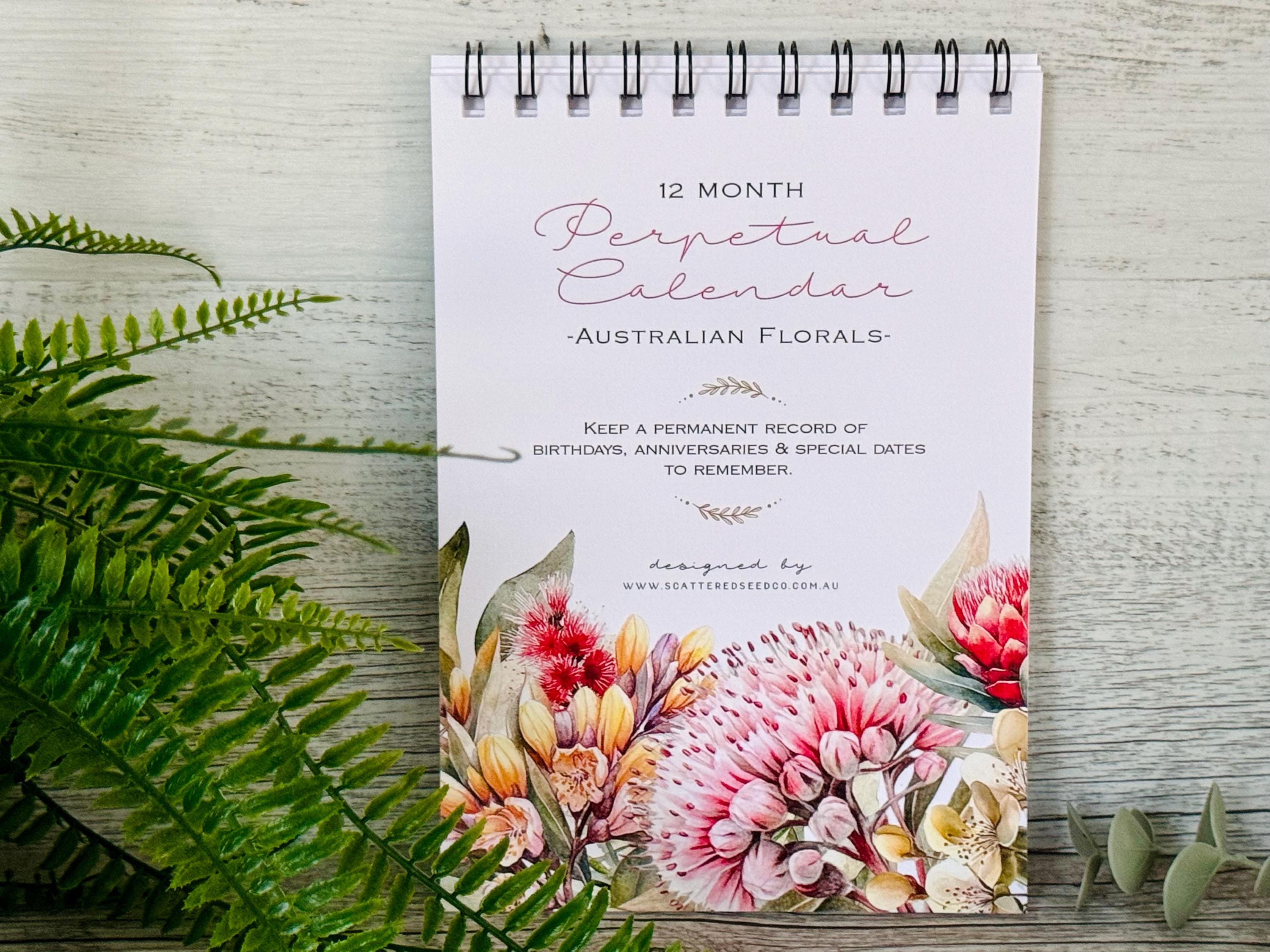 Australian Florals Perpetual Calendar Birthday Record Book Nature Lover ...