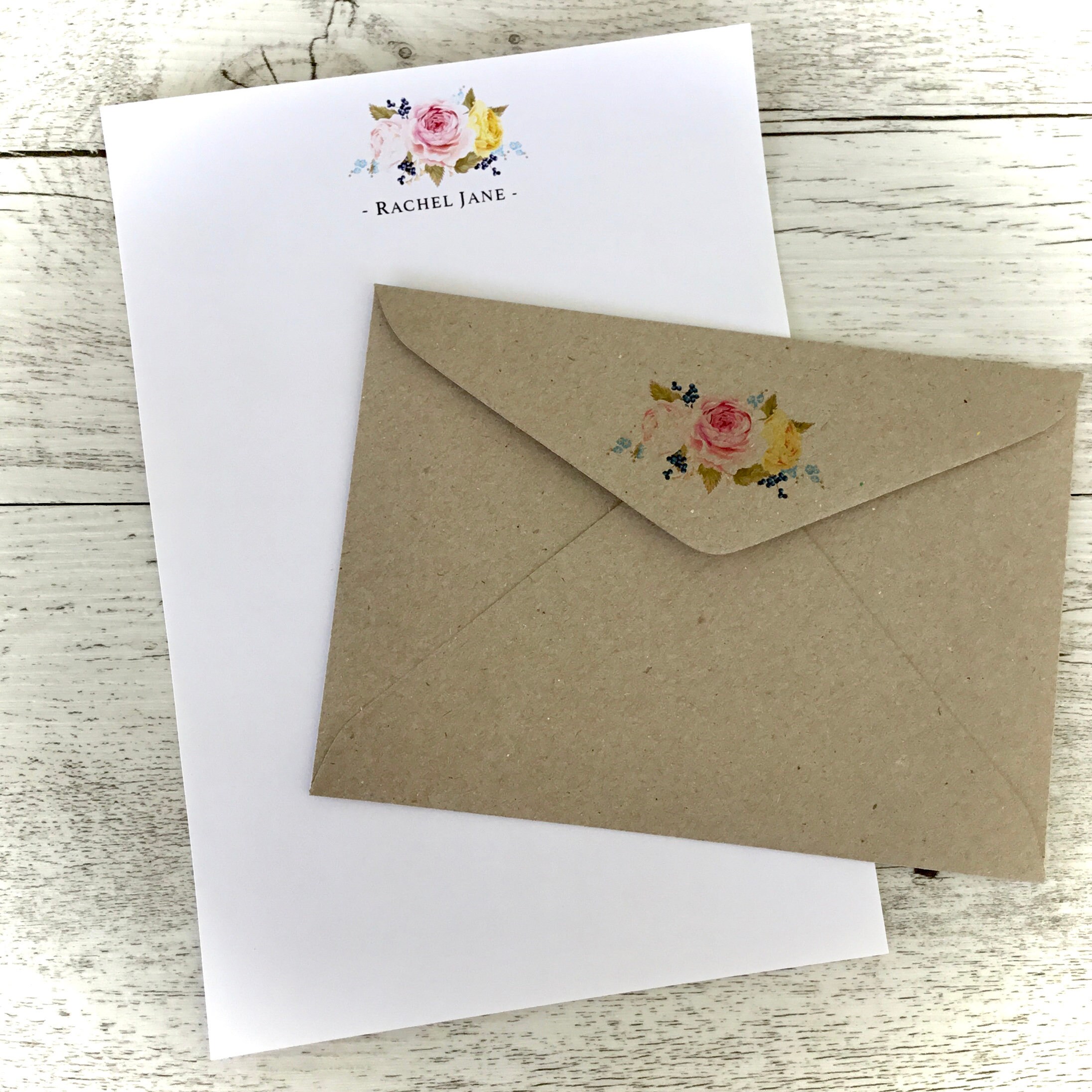 Personalised Writing Paper Set VINTAGE ROSES Set of 20 - Etsy