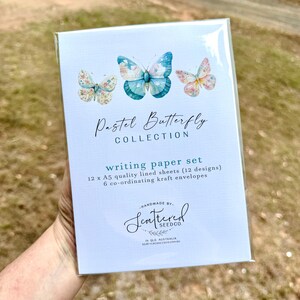 PASTEL BUTTERFLY Collection Writing Paper Set - Insect Themed Notepaper ...