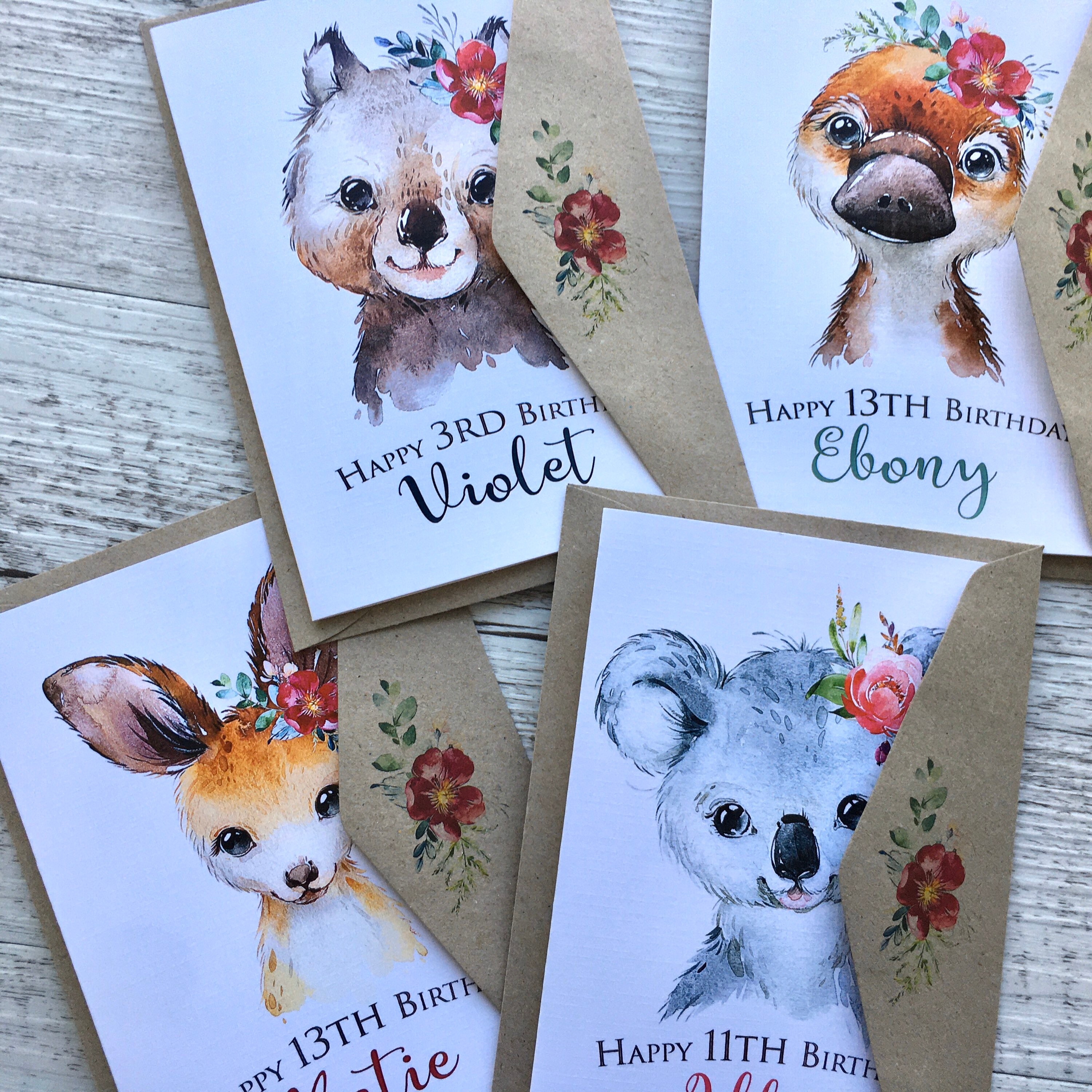 Thank You Floral AUSTRALIAN ANIMALS Notecards Set - Thank You Aussie ...