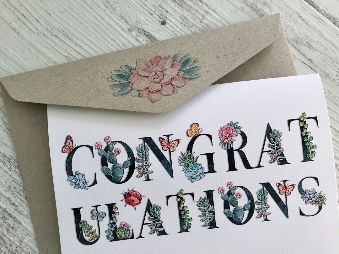 CONGRATULATIONS Succulents Card - Congrats Card - Scattered Seed Co - Etsy