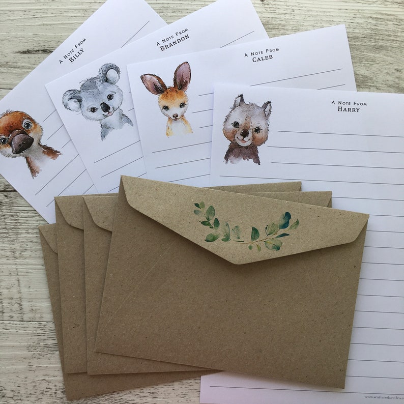 Personalised Writing Paper Set AUSTRALIAN ANIMALS Set Of | Etsy