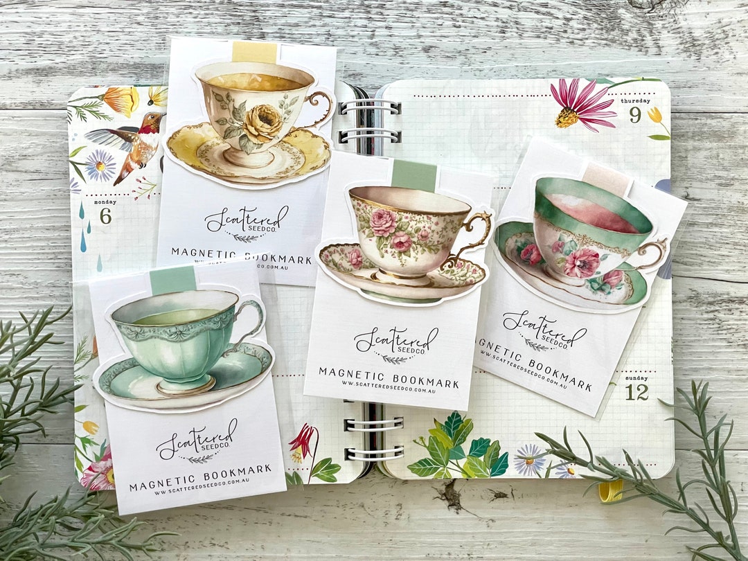 Vintage Teacup MAGNETIC BOOKMARKS - Etsy