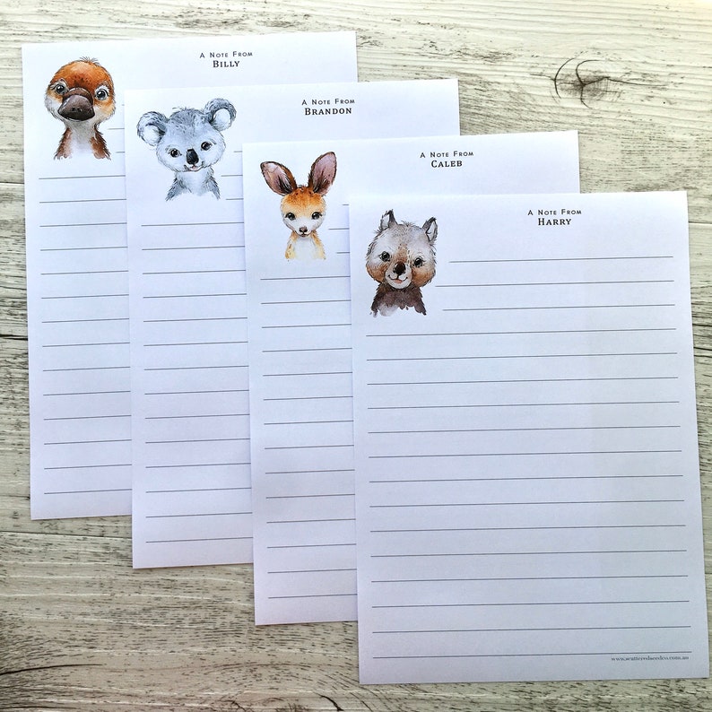 Personalised Writing Paper Set AUSTRALIAN ANIMALS Set Of | Etsy