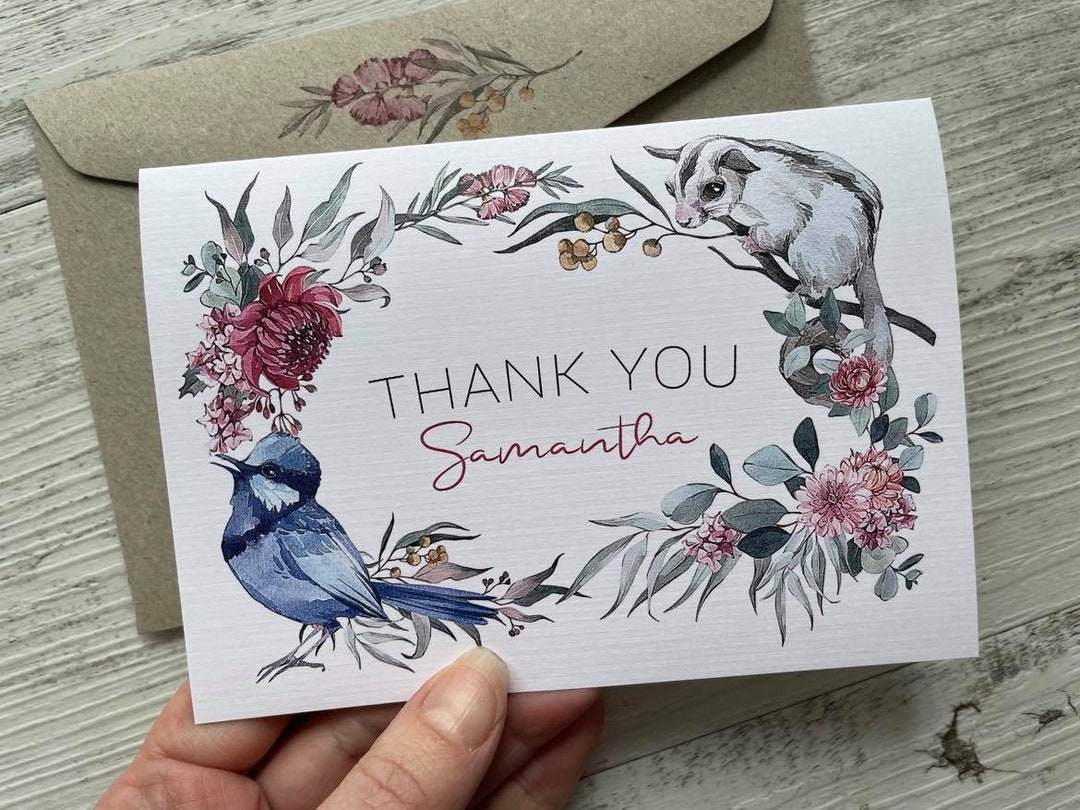 Thank You Cards NATIVE AUSTRALIAN WILDLIFE - Personalised Thank You ...