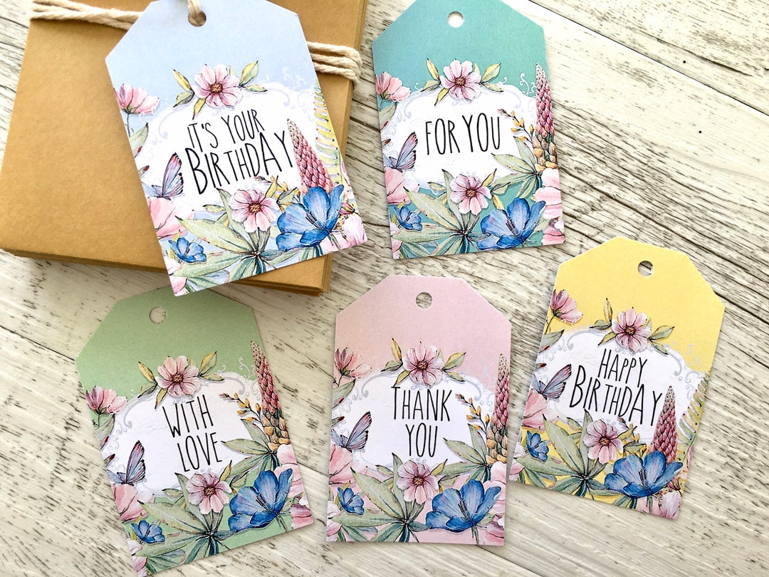 SPRING GARDEN Gift Tags Assorted Sentiment Swing Tags for Gifts Floral ...