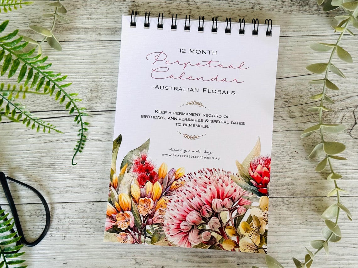Australian Florals Perpetual Calendar Birthday Record Book Nature Lover ...