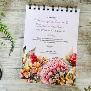 Australian Florals Perpetual Calendar Birthday Record Book Nature Lover ...