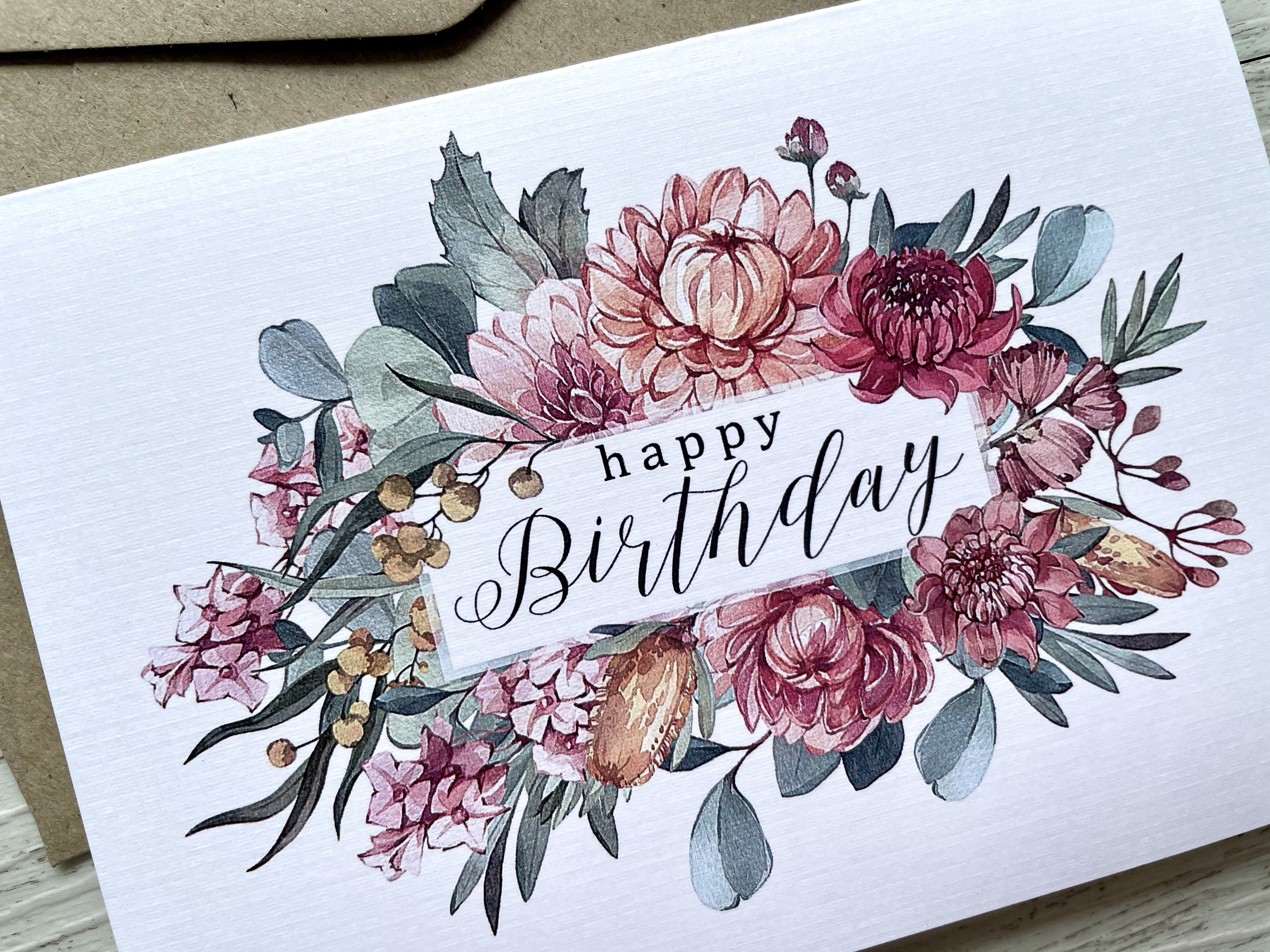AUSTRALIAN NATIVE BOUQUET Birthday Card Floral Birthday - Etsy