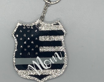 Correctional Officer Badge Keychain Thin Gray Line Keychain | Etsy