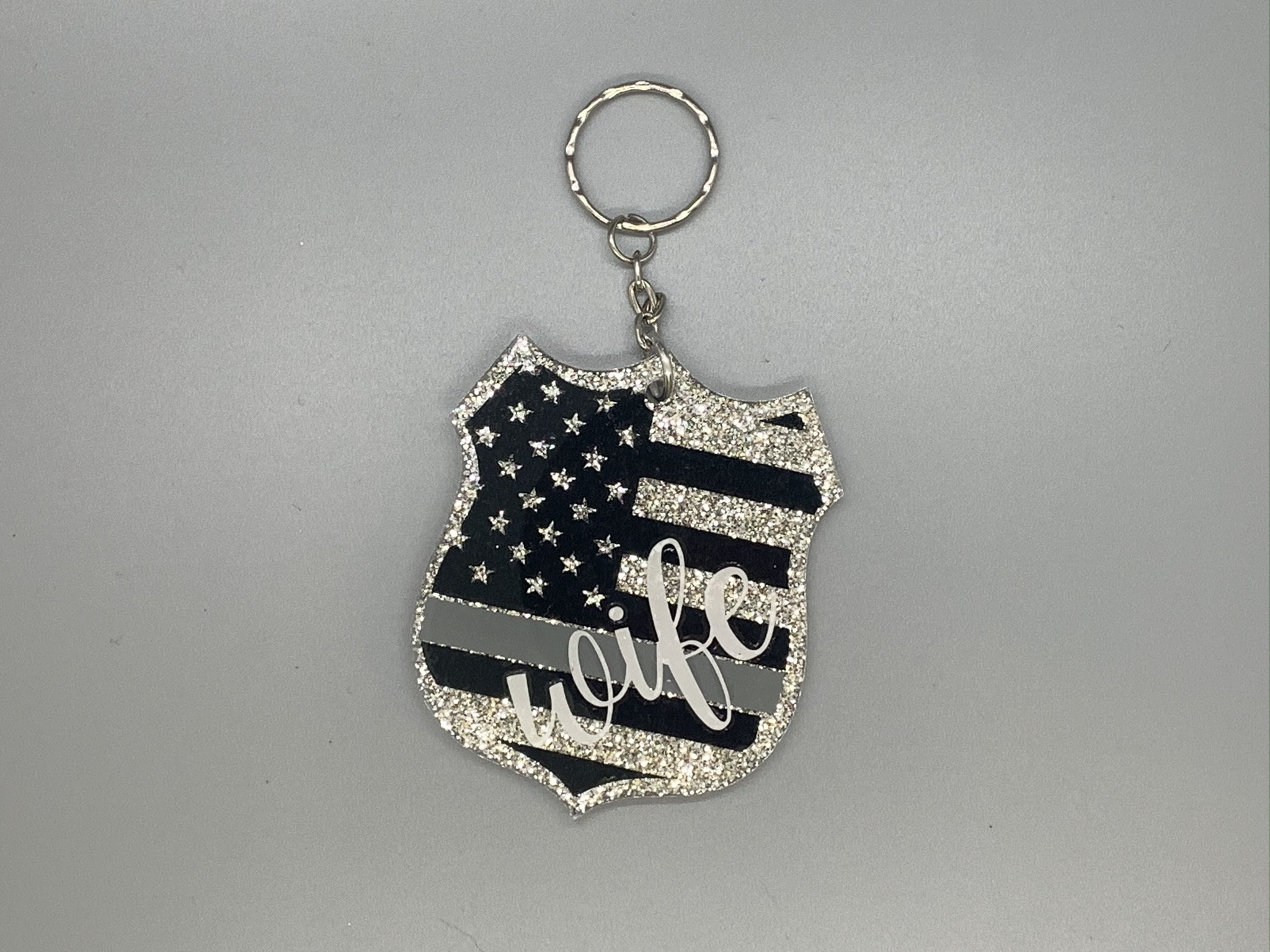 Correctional Officer Badge Keychain Thin Gray Line Keychain - Etsy