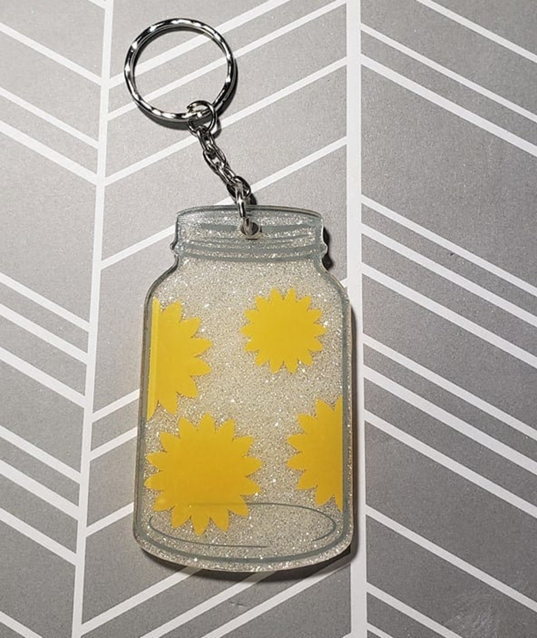 Sunflower Mason Jar Key Chain - Flower Mason Jar Key Chain - Etsy