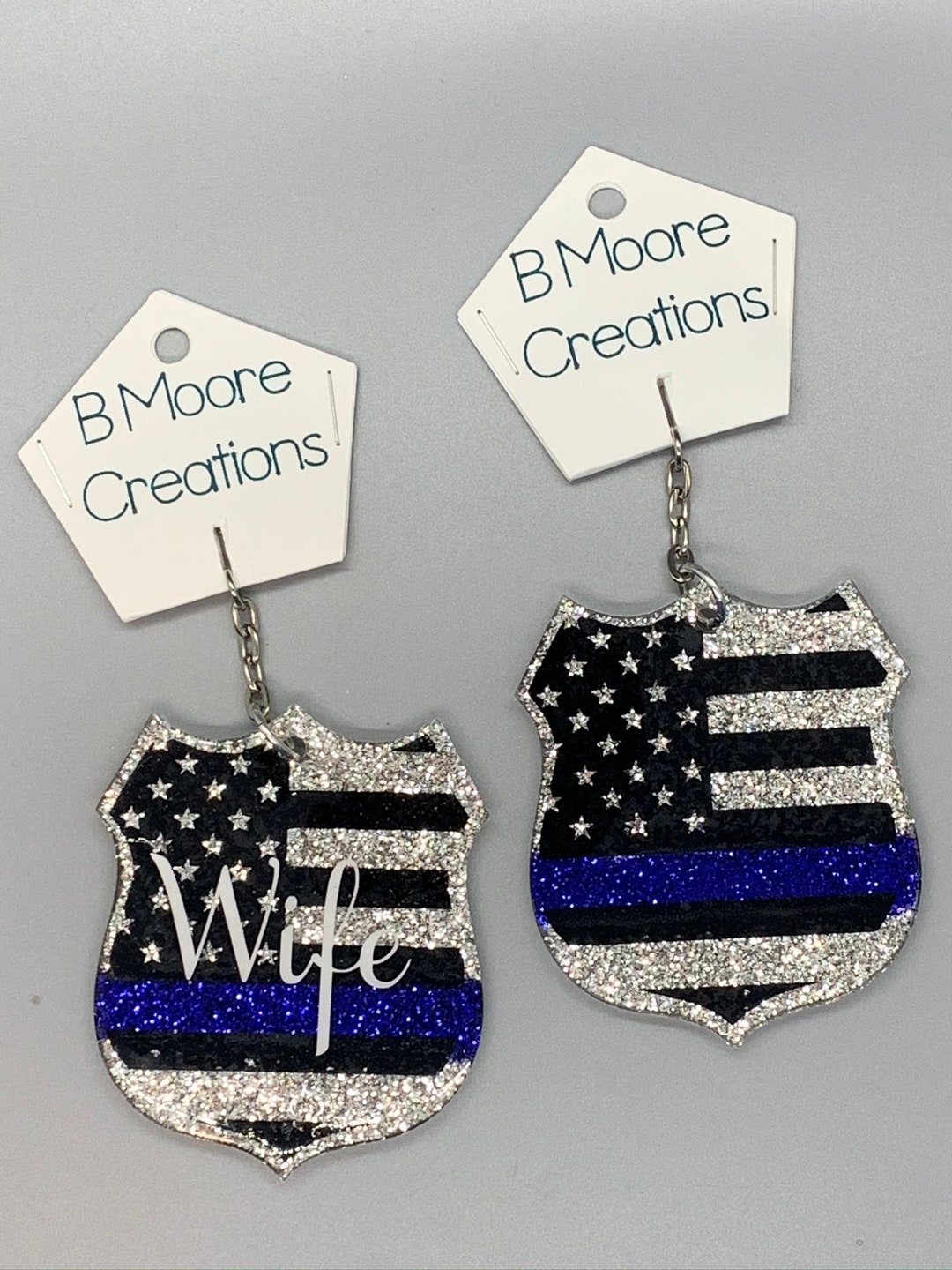 Police Officer Badge Keychain - Thin Blue Line Keychain - Police ...