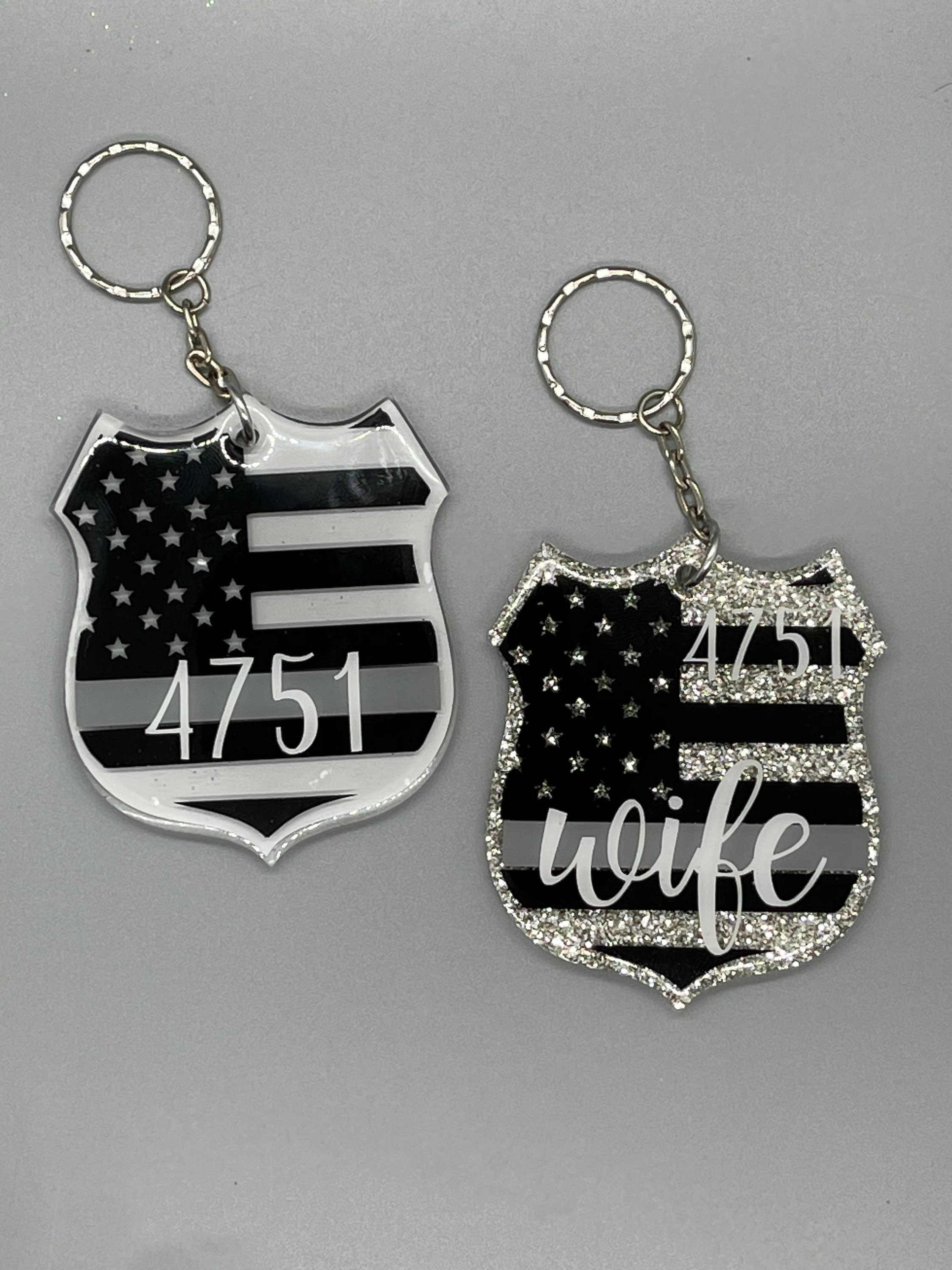 Correctional Officer Badge Keychain Thin Gray Line Keychain - Etsy