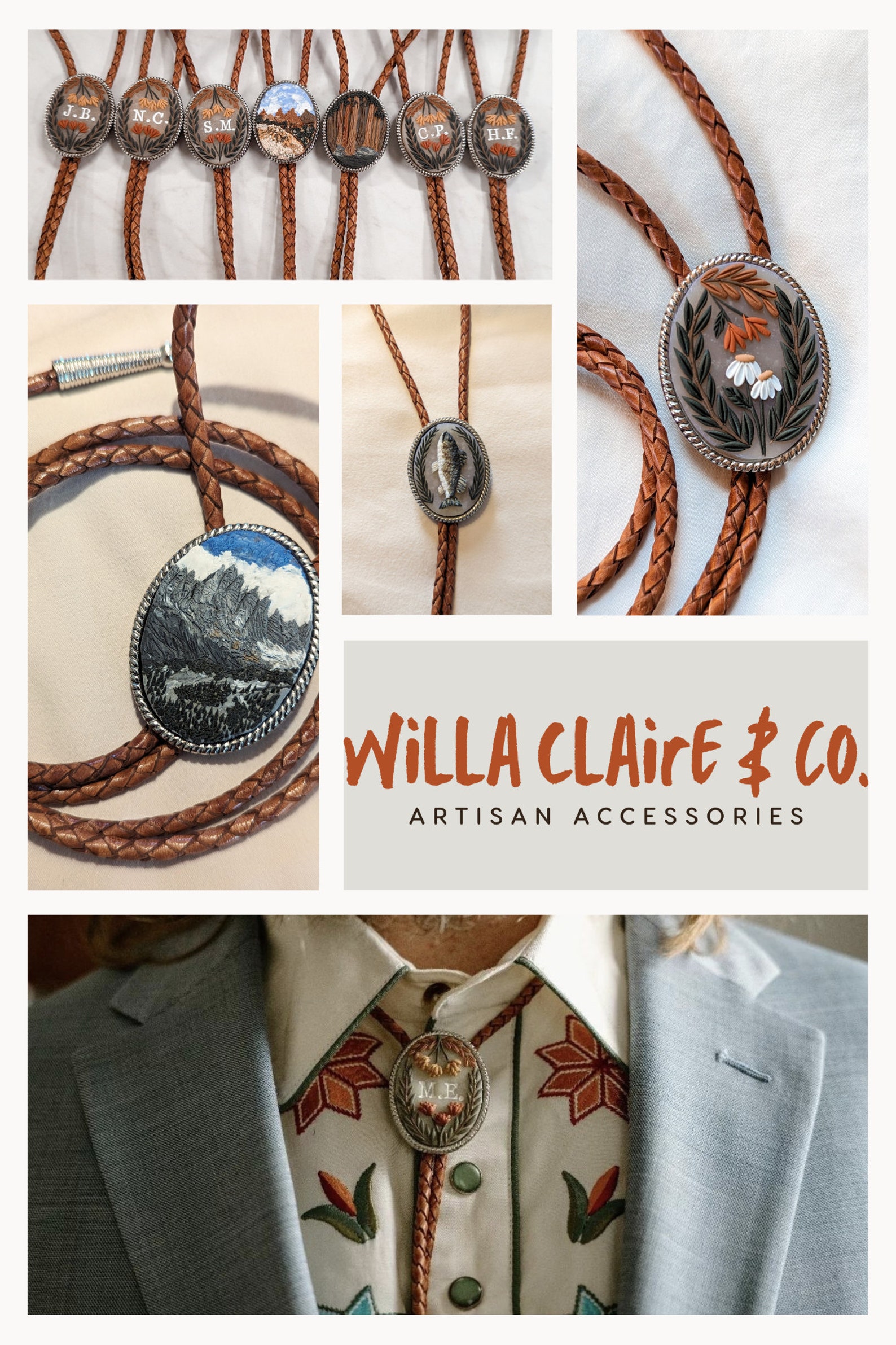 Pre-made Vintage Floral Bolo Tie: Handmade Western Wear - Etsy