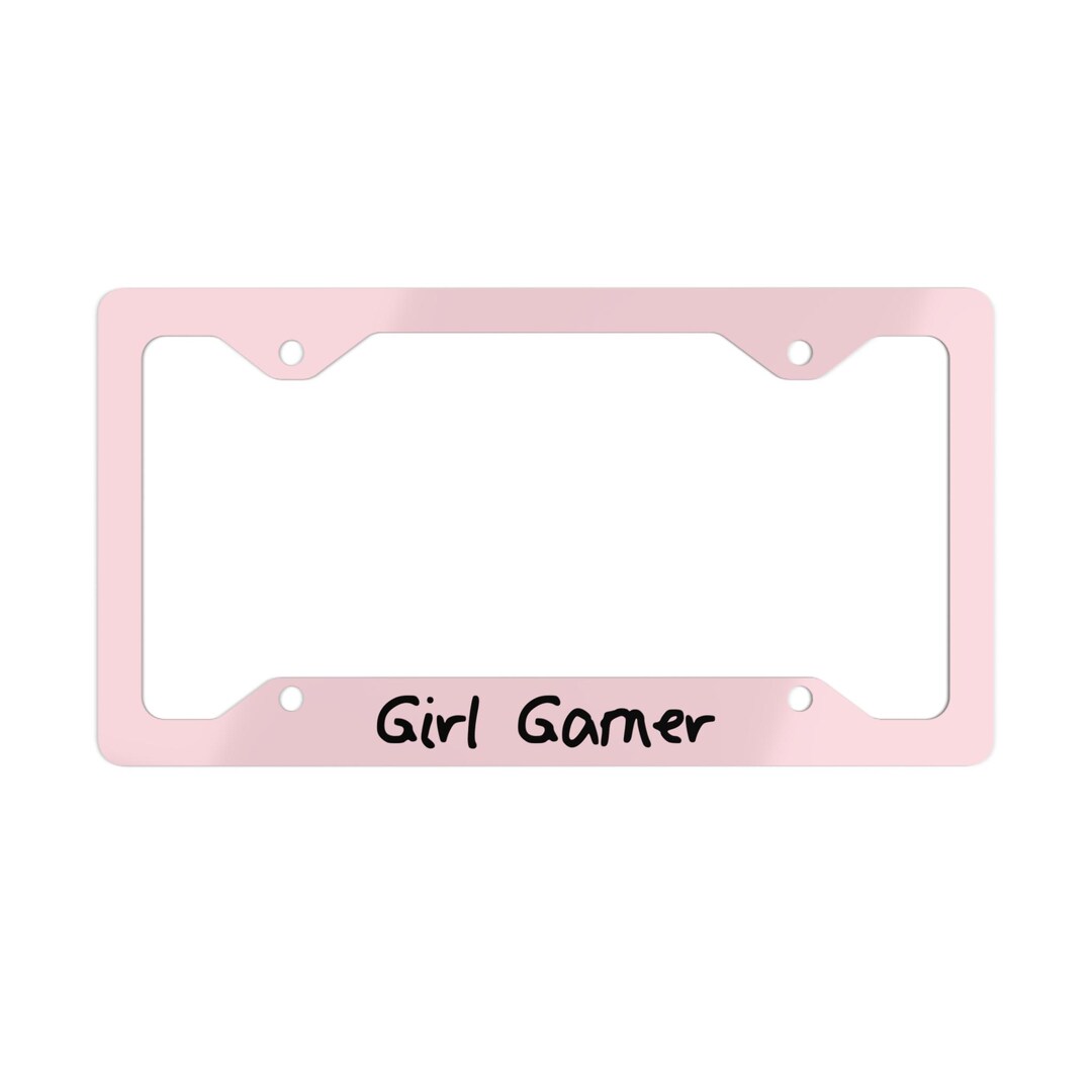 Cute Pink Girl Gamer License Plate Frame, Custom Badly Handwritten ...