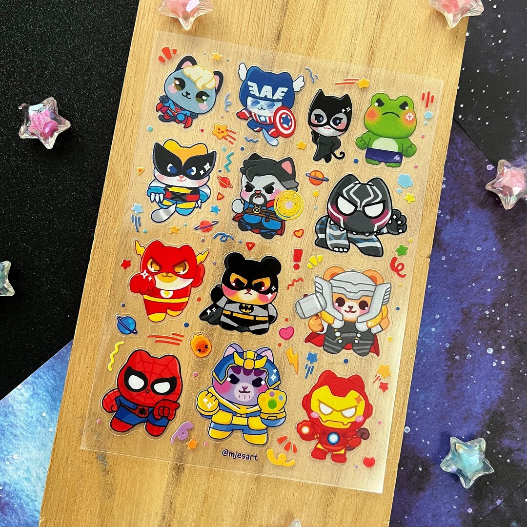 Super Heroes I Animals I ACNH Inspired I Sticker Sheets I Cute I Clear ...