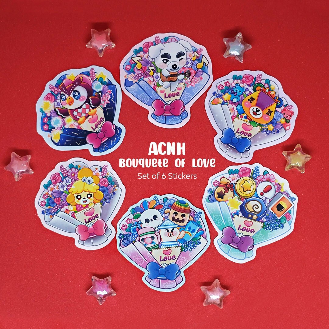Set of 6 Die Cut Stickers I ACNH I Bouquette of Love | Cute I Vinyl ...