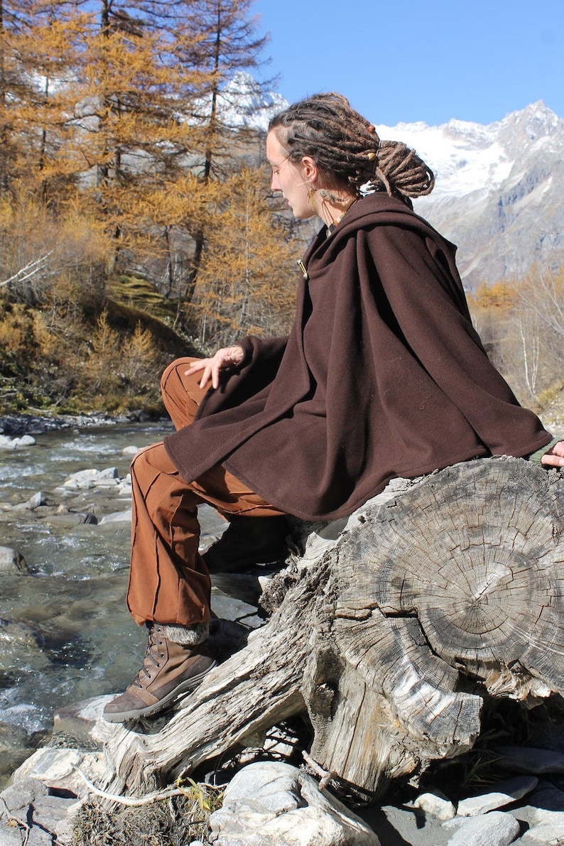 Capuchon médiéval en laine marron | Etsy