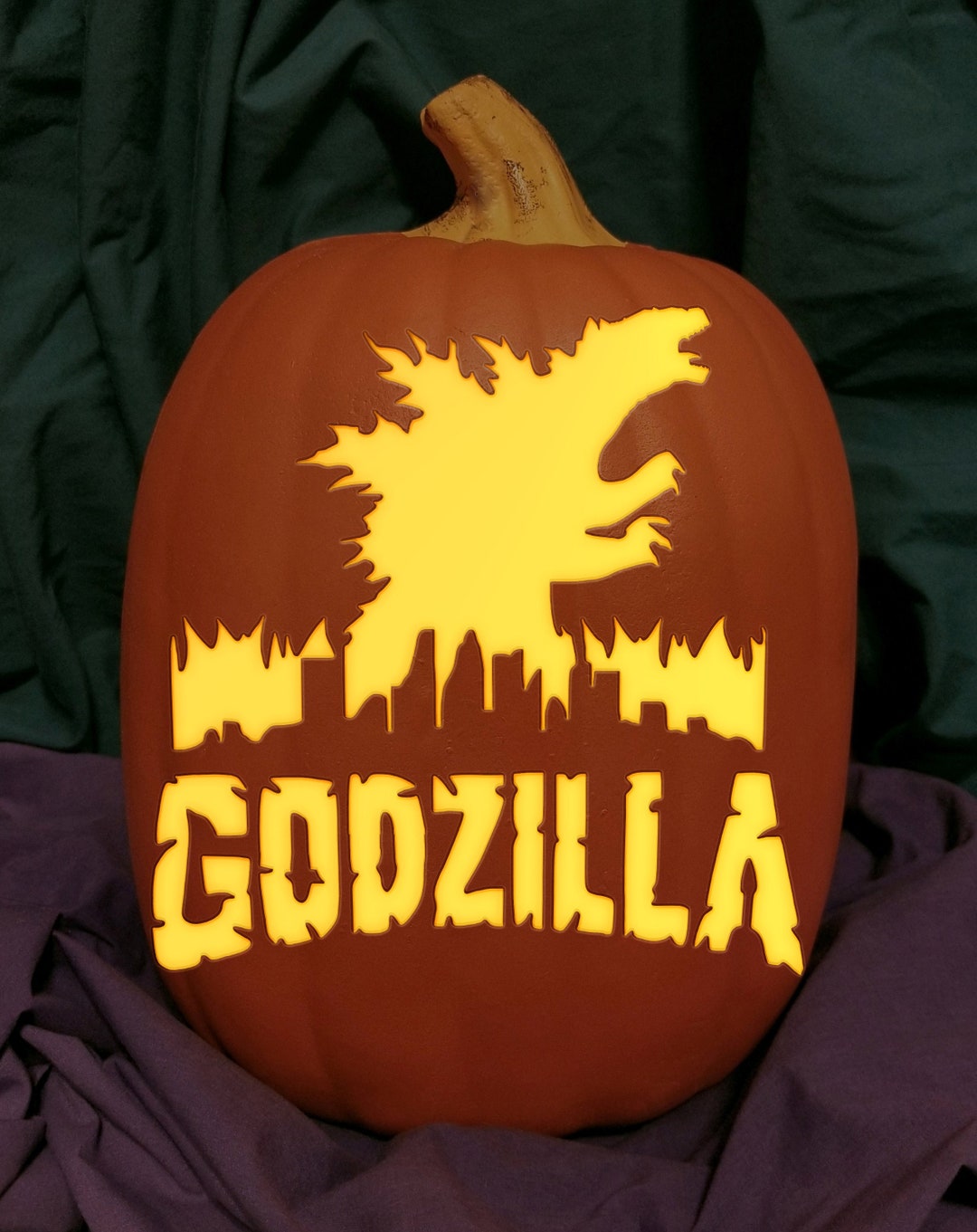 Godzilla Carved Foam Permanent Pumpkin - Etsy