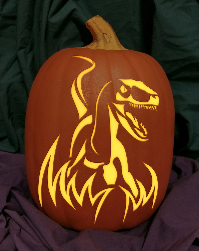 Jurassic Park Raptor Carved Foam Permanent Pumpkin - Etsy