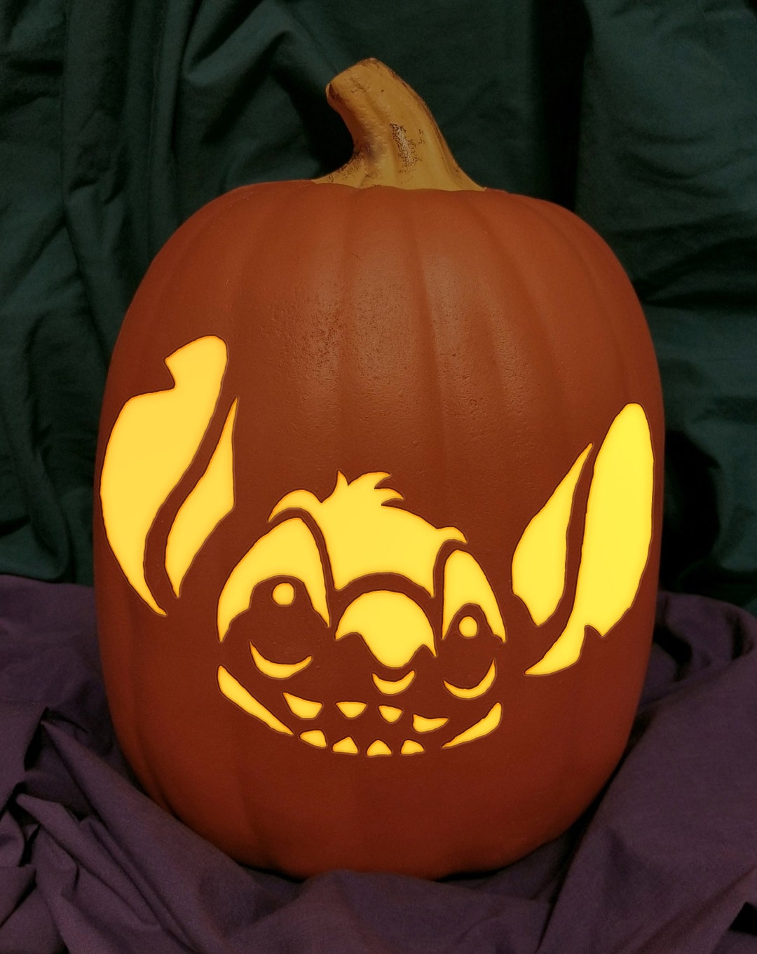 Stitch Face Carved Foam Permanent Pumpkin Disney Lilo Ohana Means ...