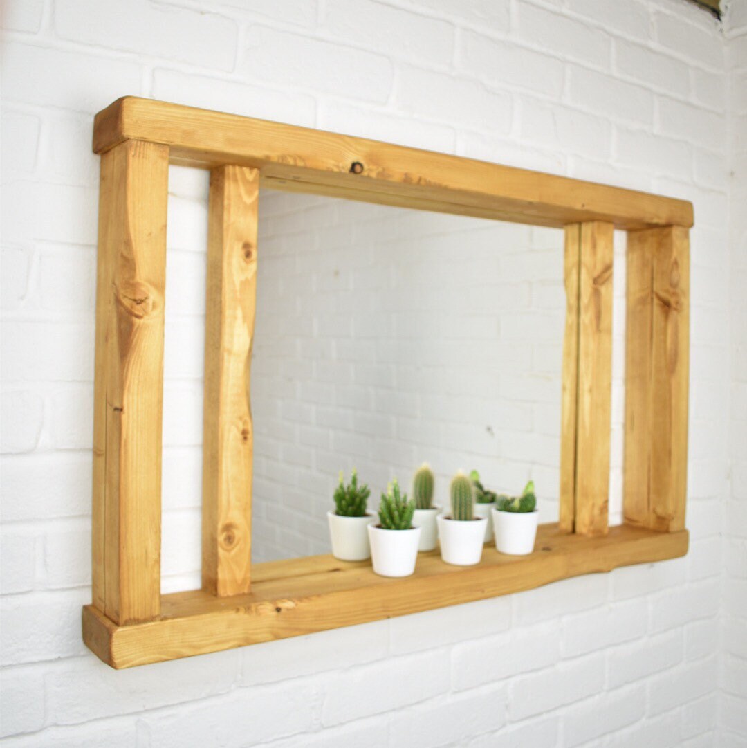 Mirror Shelf - Pillars Design - Main Image: Medium Oak - Irregular ...