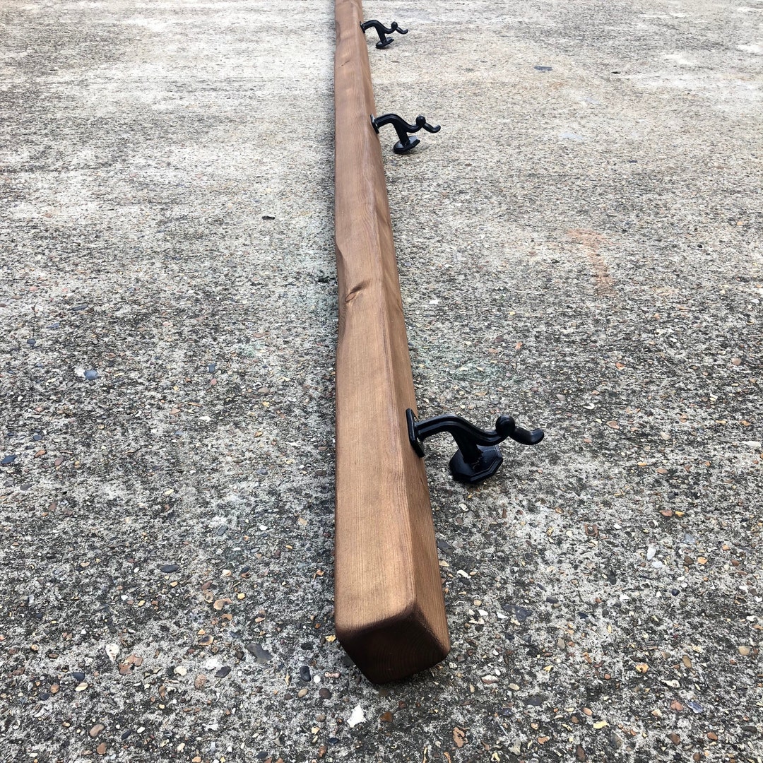 Handrail / Bannister Rail - Solid Wood & Wrought Iron - Timber 7cm X ...