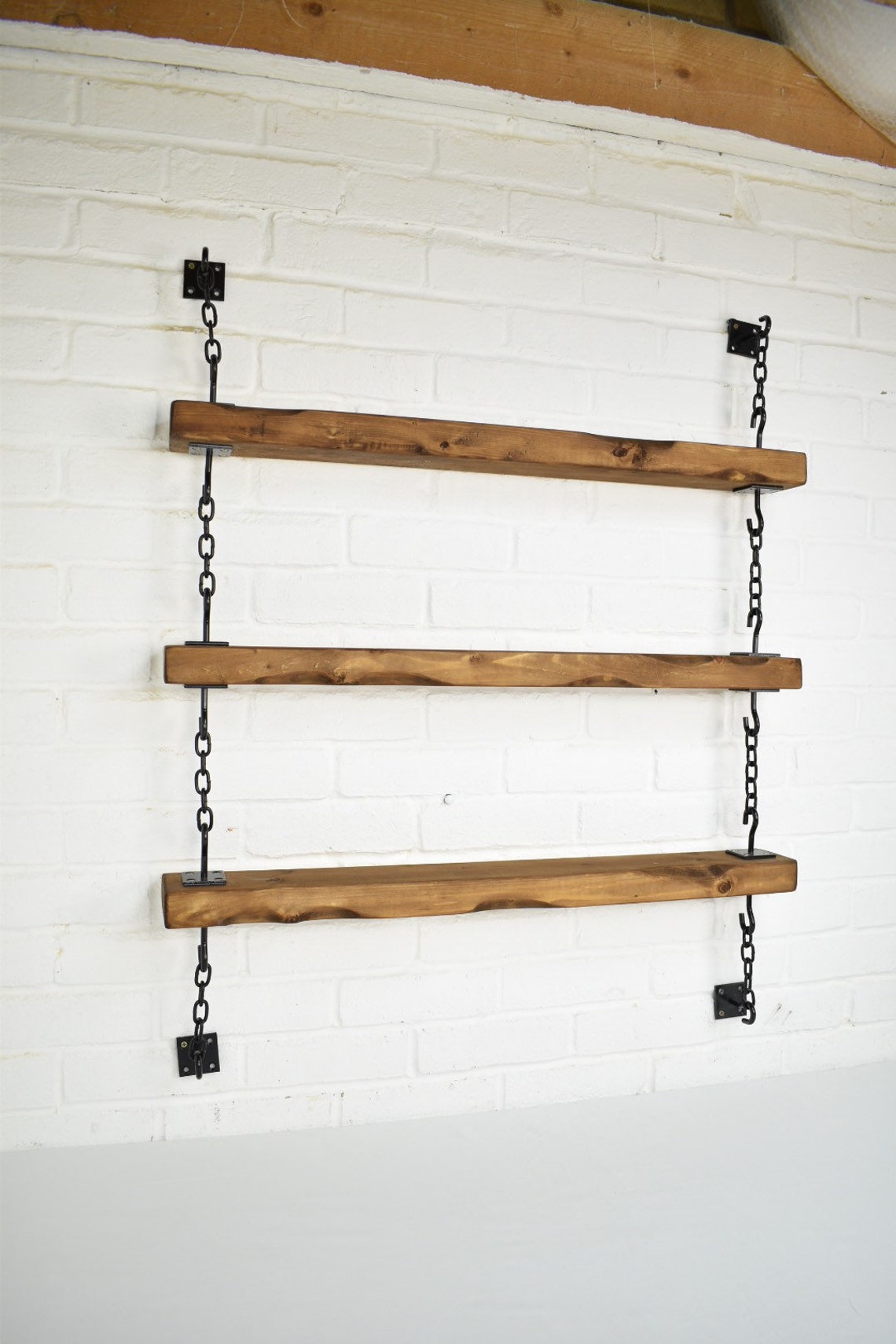Wood & Chain Shelf 3 Tier - Etsy UK