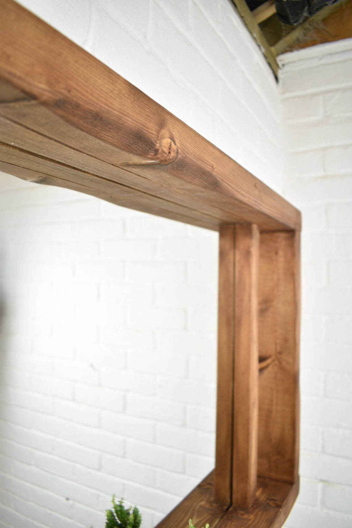 Mirror Shelf - Pillars Design - Main Image: Deep Oak - Irregular Design ...