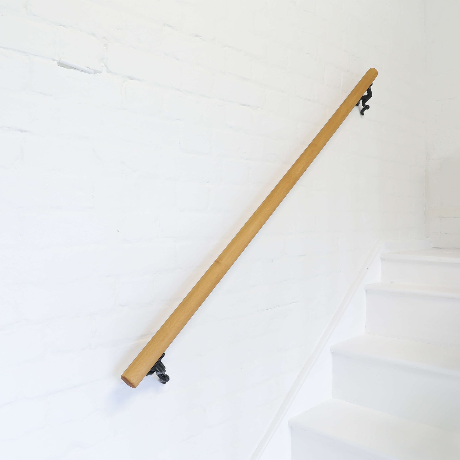 Handrail Circular Wood & Wrought Iron Timber Circular 5cm | Etsy UK