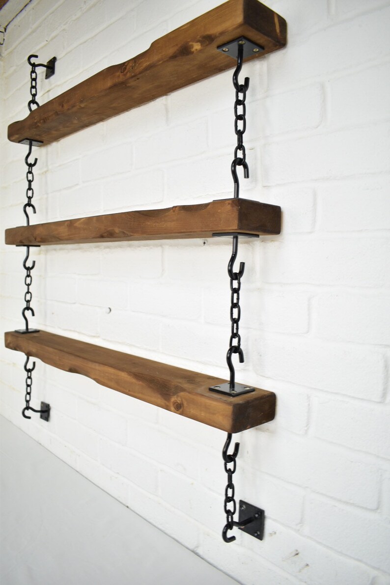 Wood & Chain Shelf 3 Tier | Etsy