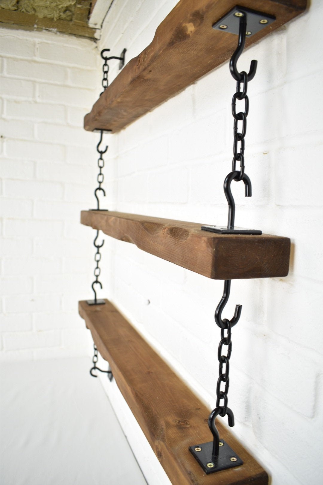 Wood & Chain Shelf 3 Tier | Etsy