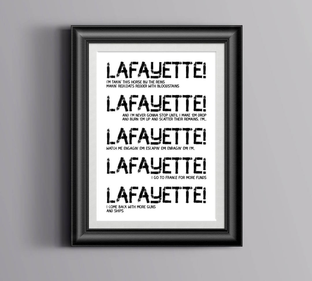 Hamilton Musical Inspired - Lafayette Quote, Typography Print - Poster ...