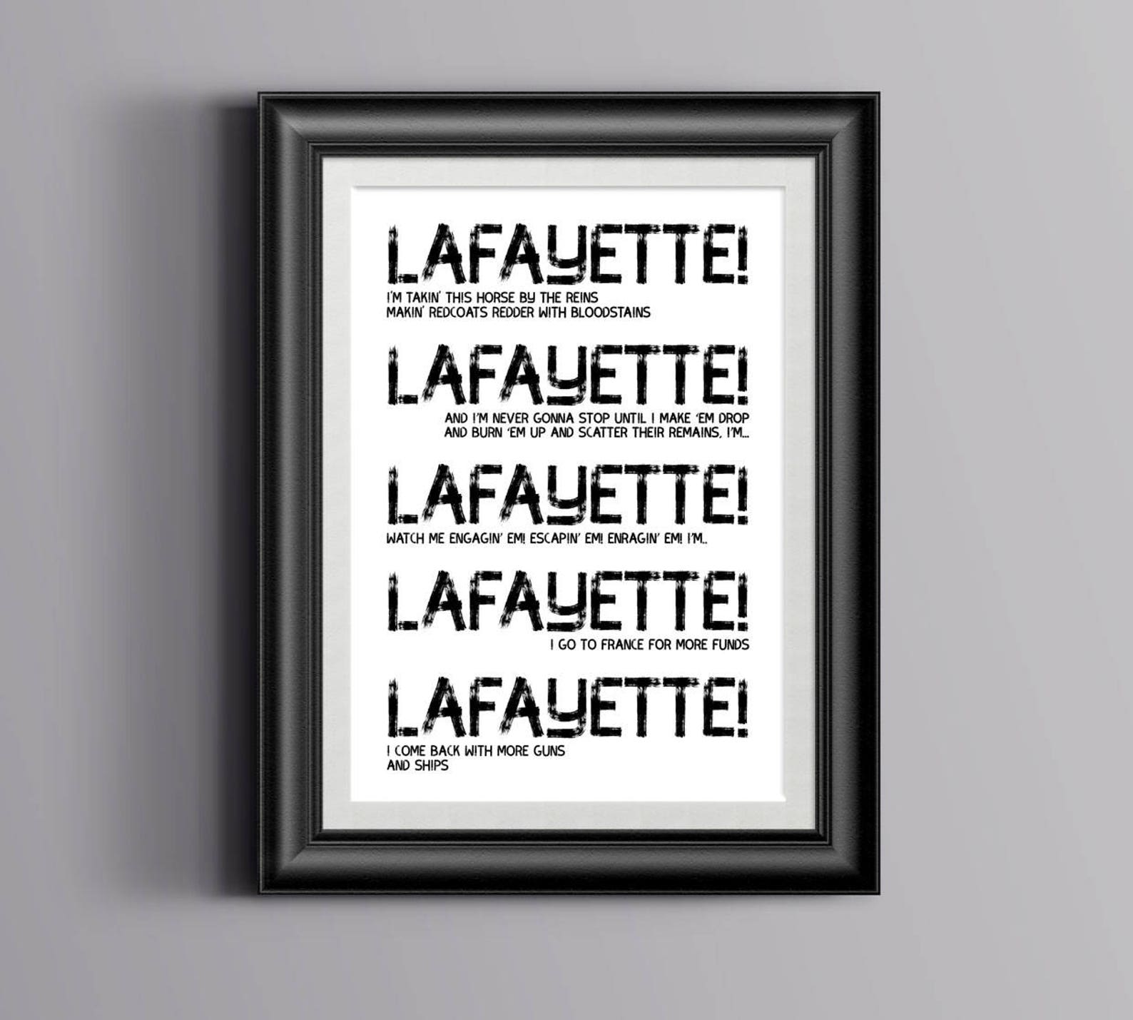 Hamilton Musical Inspired Lafayette Quote, Typography Print Poster ...