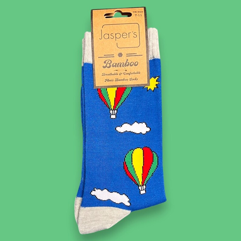 Men's Bamboo Socks: Hot Air Balloon Print, Eco-friendly Travel Theme - Etsy