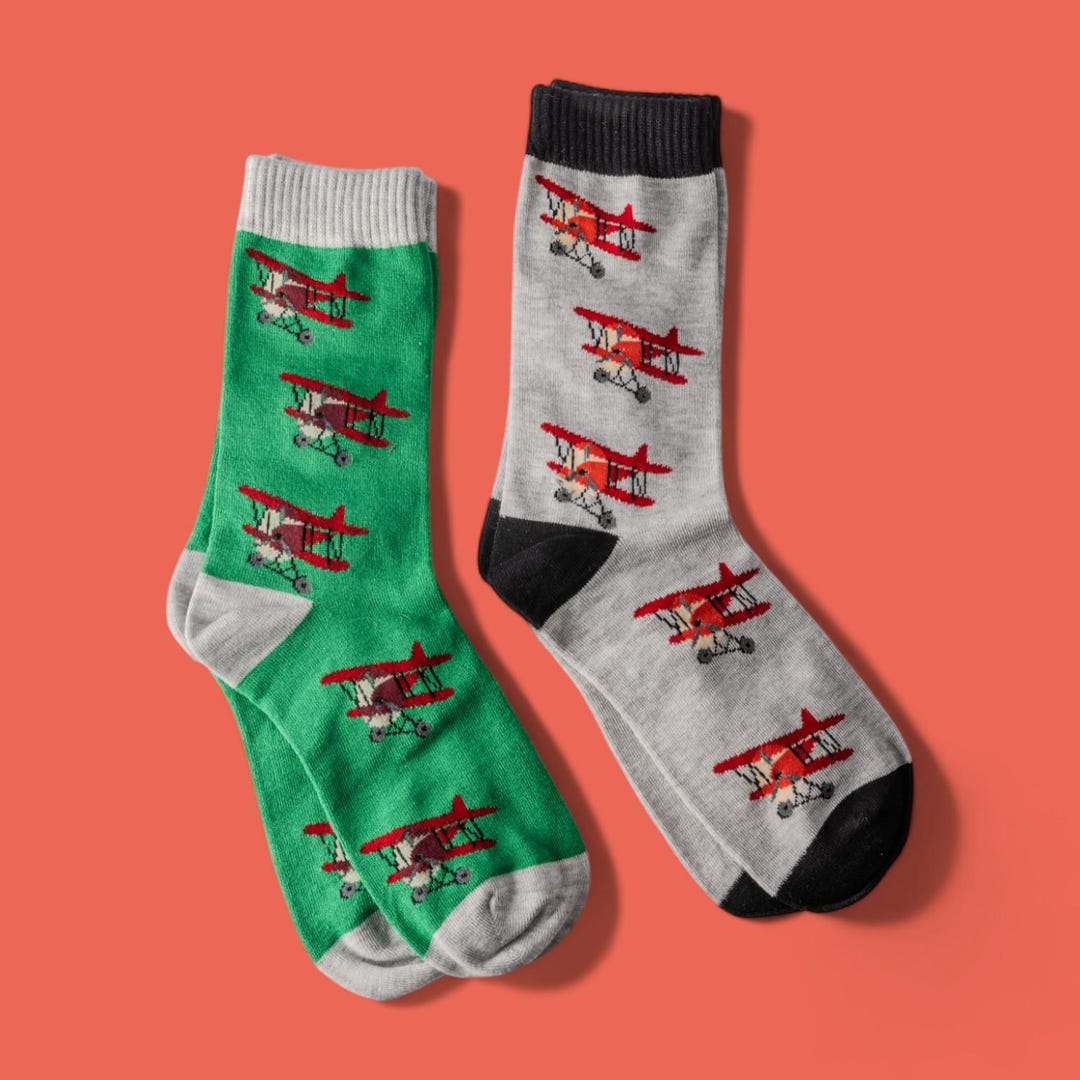 Fathers Day | Mens Bamboo Socks With Plane Design | Gift for Him | Eco ...