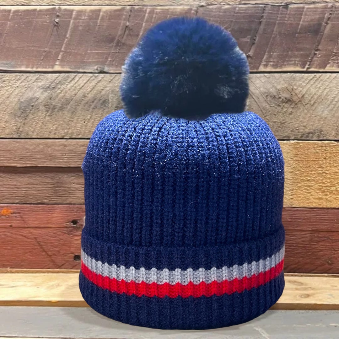 Double Stripe Knit Bobble Hat: Unisex Winter Accessory - Etsy