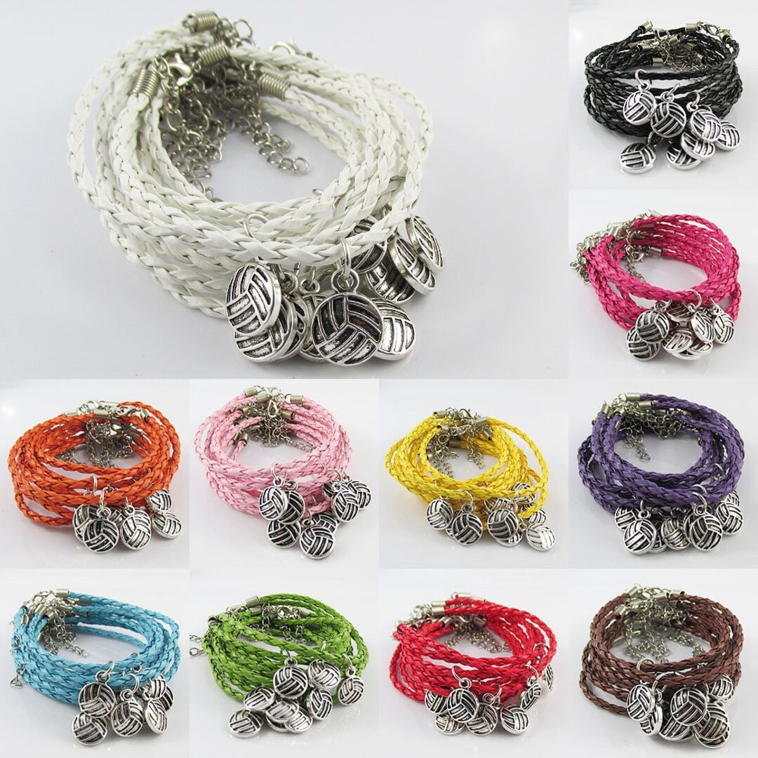 10 Player Set Netball Charm Bracelet Braided Cord Team Gifts Pick ...
