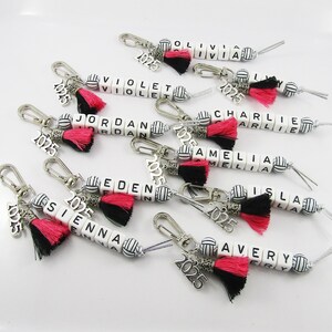 2025 Set of 10 Netball Name Bag Tag Two Colour Tassel Choose Name and ...