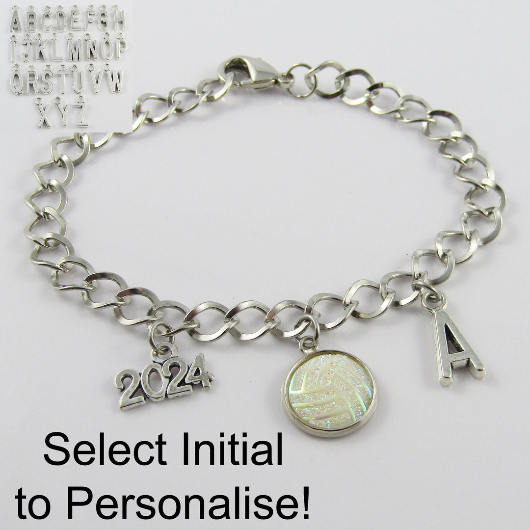 Personalised 2024 Netball Charm Bracelet 20cm Sports Team Gift Select ...