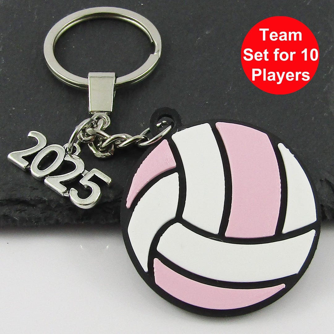 2025 Netball Charm Keychain 115mm Coach Sports Gift Pink White Team Set ...