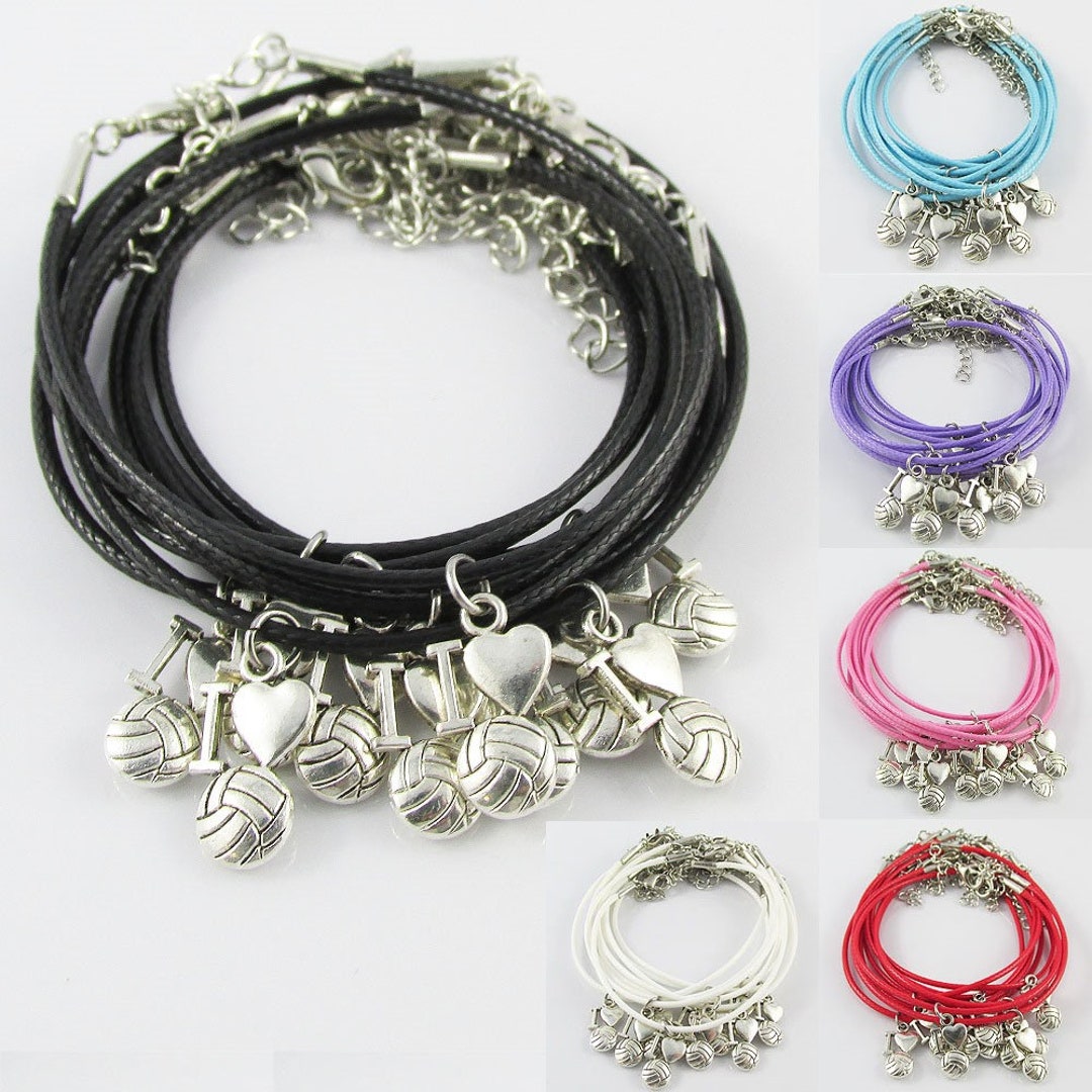 10 Player Set I Love Netball Charm Bracelet Sports Team Gift Select ...