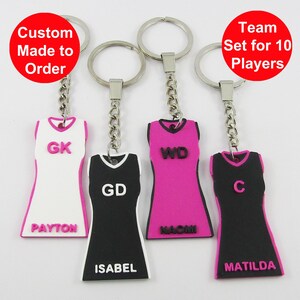 Personalised Netball Dress Keyring Team Gift/award, Keyring, Bag Tag ...