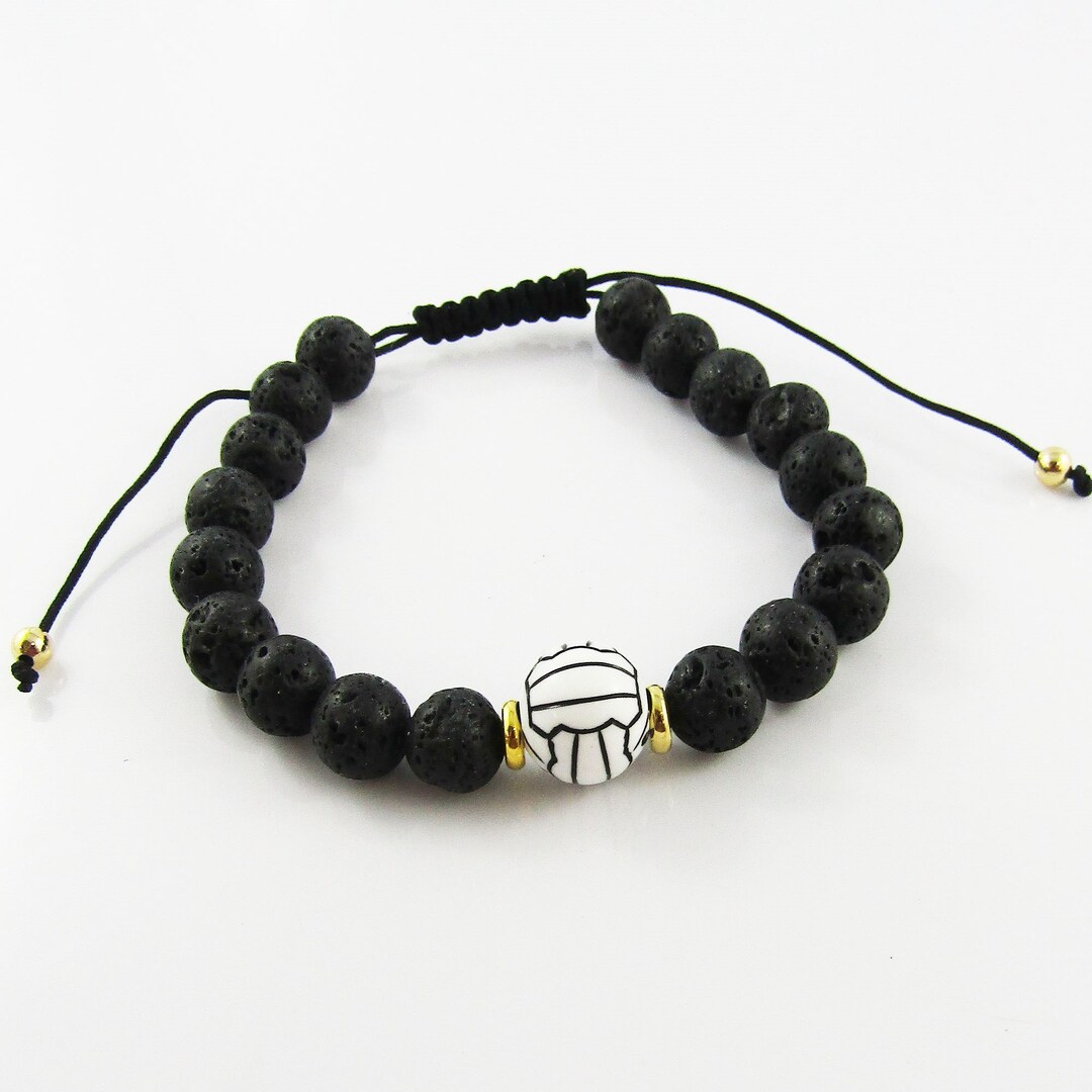 Netball & Lava Bead Bracelet Adjustable Nylon Cord Sport Coach Gift - Etsy