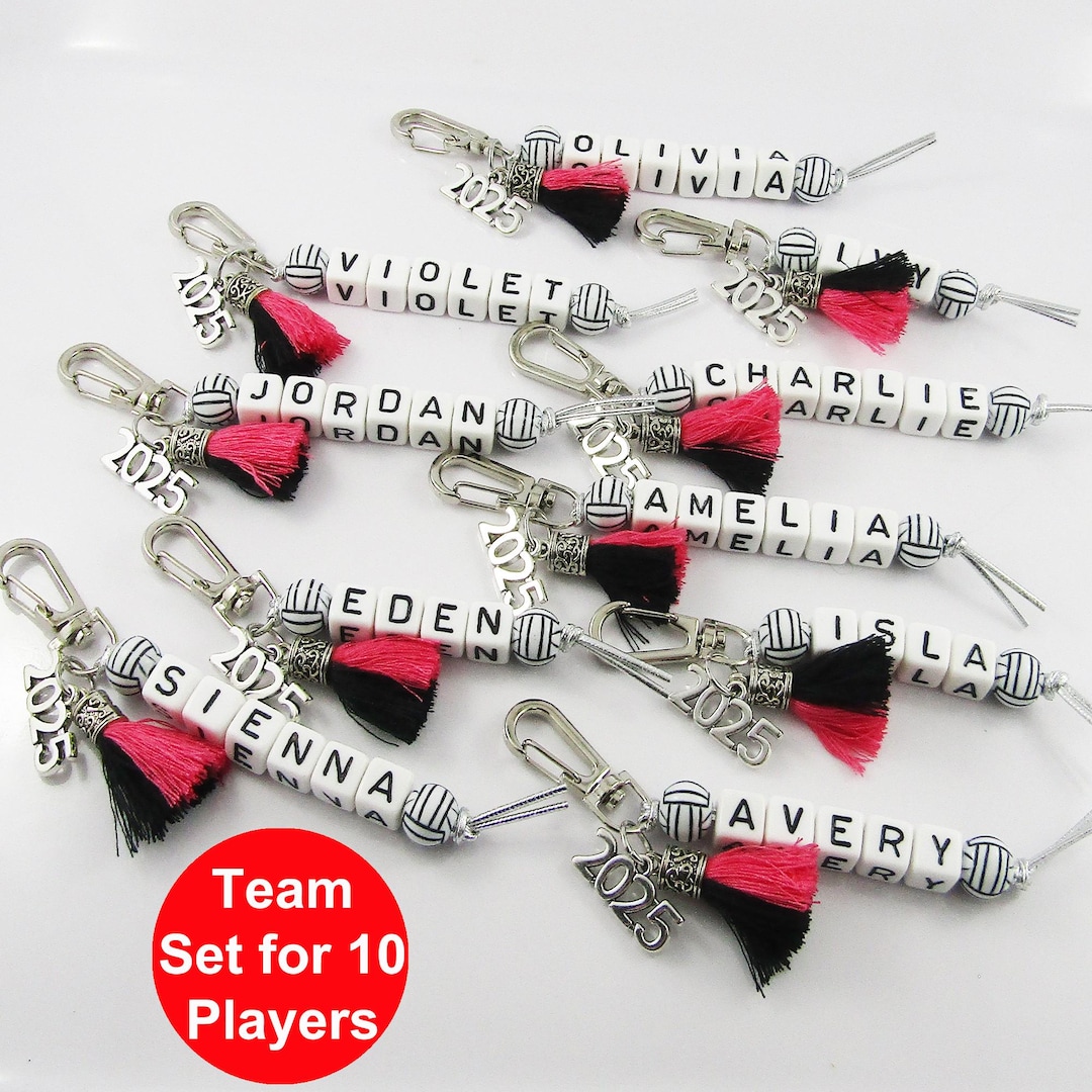 2025 Set of 10 Netball Name Bag Tag Two Colour Tassel Choose Name and ...